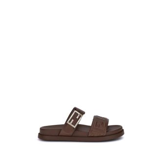 Fendi Ikonoische FF-Detail-Ledersandalen - - Shoes - Damen - Braun - 36 1/2 EU