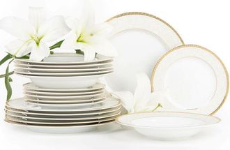 Konsimo Agawa gold Abendessenservice f&uuml;r 6 Personen (18-tlg) Porzellan, Gold - Konsimo