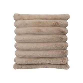 Douceur d'Intérieur Kissen mit abnehmbarem Bezug, 45 x 45 cm, Sandfarben, Fellimitat/Samt