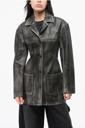 Marni Leather Biker Jacket with Patch Pockets size 40