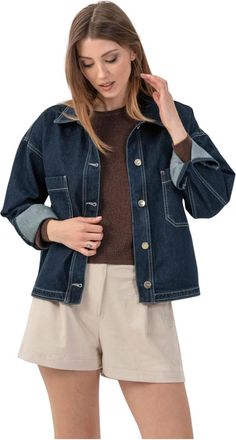 Kocca Femme, Vestes, Bleu, Taille: 44 FR Veste Courte Aspect Denim