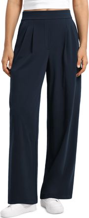 CRZ YOGA Damen 4-Wege-Dehnbar Anzughosn Weites Bein B&uuml;rohosen Hohe Taille L&auml;ssig Chino Hose mit Taschen - 74cm Echte Marine 42