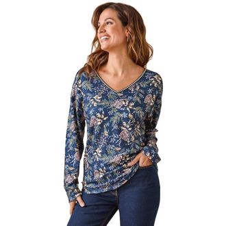 Daxon by - Tee-shirt encolure V fantaisie