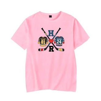 Generic HeatRivalry Hollander Rozanov T-shirt unisexe d&eacute;contract&eacute; col rond &agrave; manches courtes, rose, 4XL