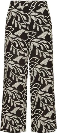 Elena Miro Femme, Pantalons, Multicolore, Taille: 48 FR Pantalons palazzo en voile de coton m&eacute;lang&eacute; avec broderie int&eacute;grale et coupe fluide