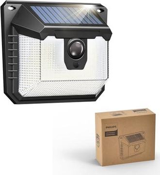 Philips Lampe Solaire Ext&eacute;rieur avec D&eacute;tecteur, 120 LEDs S&eacute;curit&eacute;, 3 Modes, &Eacute;tanche pour Jardin Cl&ocirc;ture Garage