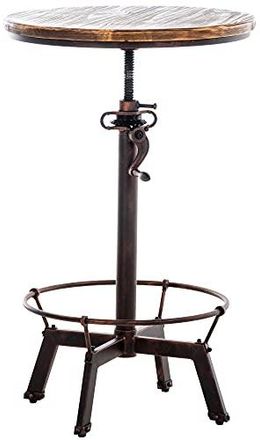 Clp Table Ajustable Malita en M&eacute;tal Et Bois I Table De Bar Style Industriel I Mange Debout avec Repose-Pieds, Couleur:Bronze