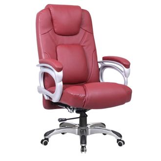 Generic Professioneller ergonomischer Bürostuhl mit Lederpolsterung und mittlerer Rückenlehne und Armlehnen für Computerspiele und Internetcafés, roter Chefsc