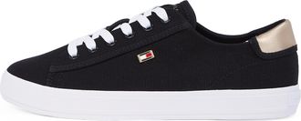 Tommy Hilfiger Damen Vulc Canvas Lace Up Sneaker Fw0Fw08647 Low Top, Black (Black), 41 EU