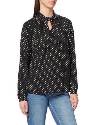 Noa Noa Womens Dotted Jersey, Long Sleeve Blouse, Print Black, L