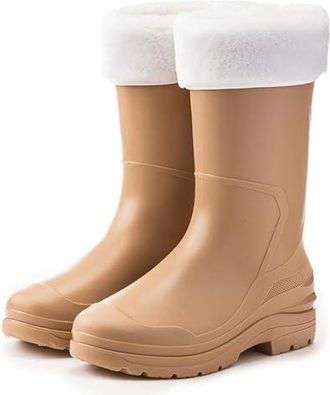 Pangolin Bottes De Pluie Doubl&eacute;es Unisexe Mi-Mollet, Confort Bottes Imperm&eacute;ables Avec Revers Fourr&eacute; Chaud, Chausson En Coton Amovible, Semelle Antid&eacute;rapante Ma