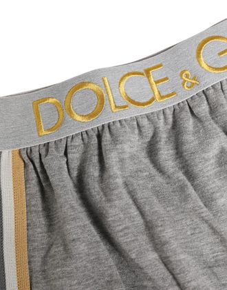 Dolce & Gabbana Gray Logo Waistband Cotton Men Boxer Underwear Elastane Clothing