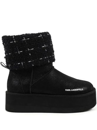 Karl Lagerfeld Thermo Plateau-Stiefel mit Strickbesatz - Schwarz