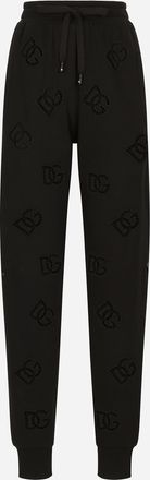 Dolce & Gabbana Jogginghose Aus Jersey Mit Cut-out-stickerei Dg-logo - Frau Hosen Und Shorts Schwarz 48