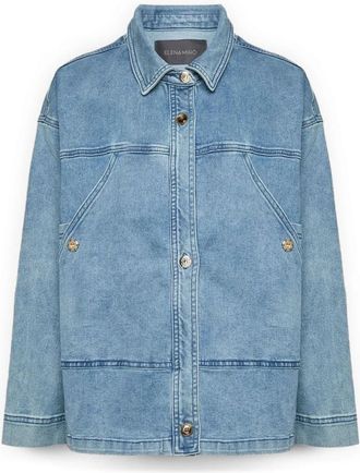 Elena Miro Femme, Vestes, Bleu, Taille: 36 FR Stone Washed Denim Jacket