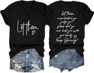 Generic Let Them Misunderstand You T-shirts pour femmes 2025 d&eacute;contract&eacute; entra&icirc;nement tendance hauts amples mignons t-shirts &agrave; manches courtes coupe ample sor