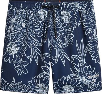 Superdry Herren 15-Zoll Badeshorts aus recyceltem Material mit Print Blau Chrysanthemen Print S