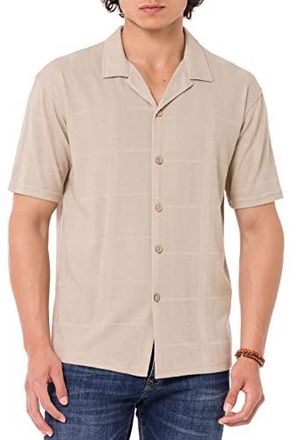 Red Bridge Redbridge Chemise à manches courtes de qualité supérieure avec motif texturé spécial en mélange de coton léger pour le travail et les loisirs, stone, 