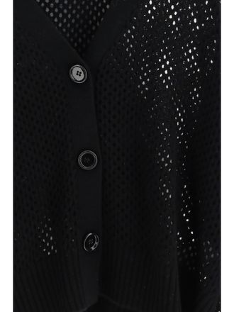 Allude Openwork Wool Cardigan - Black
