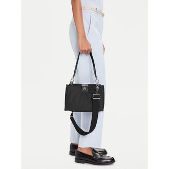 Tommy Hilfiger Handtasche Tommy Hilfiger Th Her Med Satchel Nylon Sv AW0AW18200 Schwarz