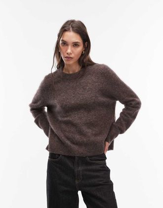 Arket Pullover aus Alpaka-Wollmix in Schokobraun mit Rundhalsausschnitt-Brown