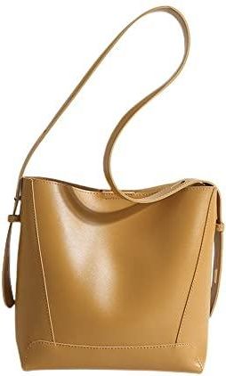 Generic Grand sac &agrave; bandouli&egrave;re Hobo pour femme en cuir v&eacute;g&eacute;talien, sac &agrave; main tendance pour femme, jaune, large