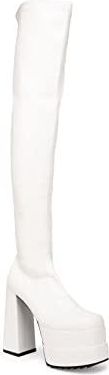 Lamoda Fantasies, Botte au-Dessus du Genou Femme, White PU, 39 EU