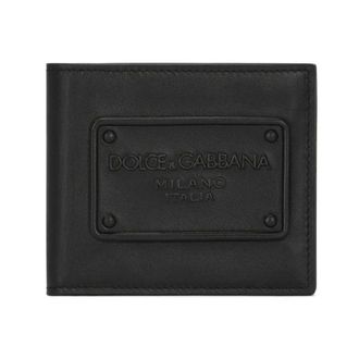 Dolce & Gabbana Homme, Accessoires, Noir, Taille: ONE Size Portefeuille Bifold en cuir de veau