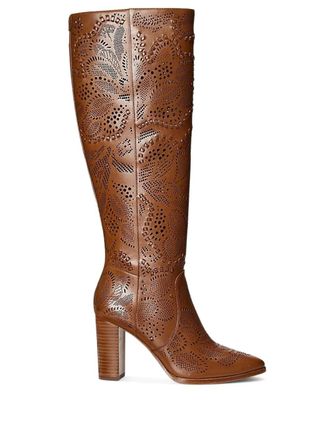 Lauren Ralph Lauren bottines en cuir &agrave; d&eacute;coupes au laser - Marron