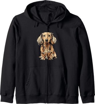 Whyitsme Design Blond Langhaar Dackel Hund Illustration Kapuzenjacke