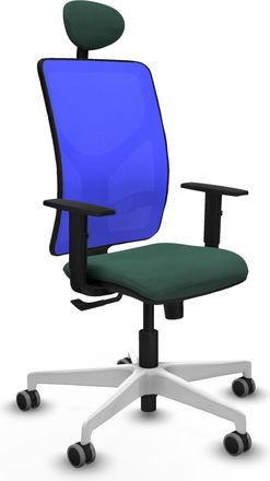 Piqueras y Crespo B&uuml;rostuhl, ideal f&uuml;r die Arbeit, mit 1D-Armlehnen, h&ouml;henverstellbare Lendenwirbelst&uuml;tze und festes Kopfteil, ausgestattet mit 3 Positionen, Blau/Flasc