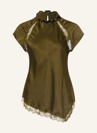 Claudie Pierlot Claudie Pierlot Blusenshirt Aus Satin Mit Spitze gruen