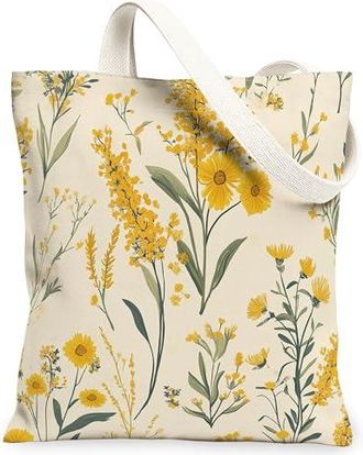 Generic Sac fourre-tout en toile r&eacute;utilisable pour le shopping, 33 x 38,1 cm, motif floral sauvage vintage, sac d&eacute;picerie r&eacute;utilisable pour femme, esth&eacute;tique,