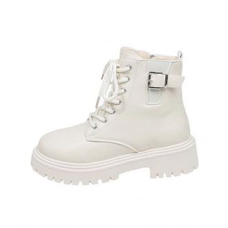 Generic Bottes dhiver &agrave; lacets chaudes et confortables pour femme avec doublure en fausse fourrure, talon bas et &eacute;pais, fermeture &eacute;clair lat&eacute;rale, confortable