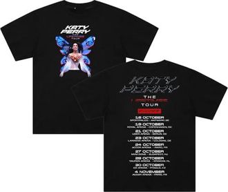 Generic Katy Perry The Lifetimes Tour 2025 T-shirt col rond &agrave; manches courtes en coton pour homme et femme, Noir, L