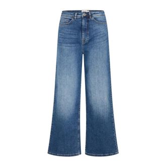 Ichi Cropped High Waist Jeans Medium Blue - - Jeans - Damen - Blau - W30