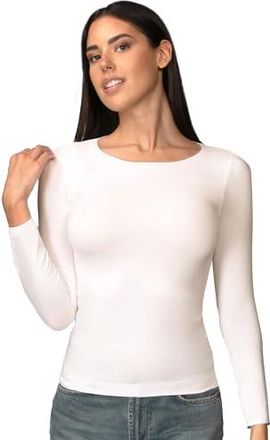 Intimidea T-Shirt Manches Longues Femme, col Rond, Cachemire et Modal, Douce et Chaude, 212842 (Lait, L/XL)