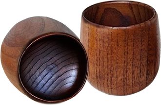 Generic Holz Whisky Trinkglas - Holz Whisky Tasse, Rustikale Vintage Becher | 2 St&uuml;ck Drink Tumbler F&uuml;r Hausessen, Reise Hochzeit K&uuml;che Zubeh&ouml;r Geschenk F&uuml;r M