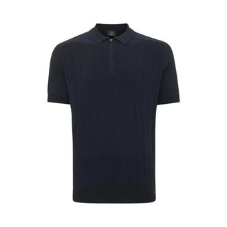 Genti Polo Rib Zip - - Tops - Herren - Blau - M