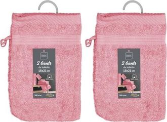 Douceur d'Int&eacute;rieur 2 Waschlappen, 15 x 21 cm, Rosenholz, 100% Baumwolle, Zartheit, 1801474 (Packung mit 2)