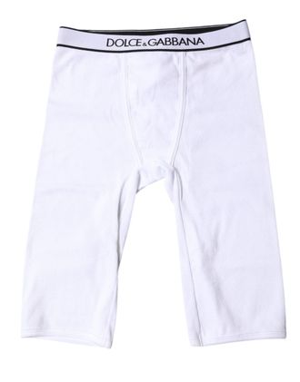 Dolce & Gabbana Womens White Logo Cotton Cropped Tights Underwear Elastane Clothing