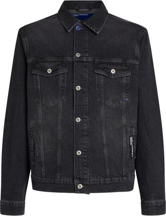 Karl Lagerfeld Karl Lagerfeld Jeans, Herren, Regular Denim Jacke, Normale Passform, Verwaschenes Dunkelgrau, L