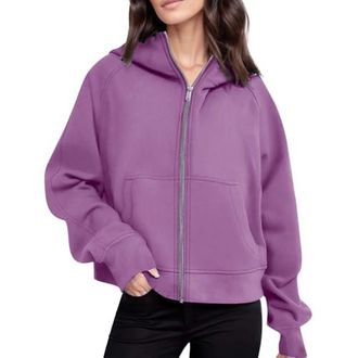 Generic Sweat &agrave; capuche &agrave; poche zipp&eacute;e pour femme - Style sportif et &eacute;l&eacute;gant - Coupe ample - Pour le fitness et les loisirs, violet, XL