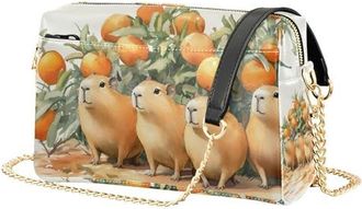 Mnsruu Sacs à bandoulière pour femme, orange quatre capybaras en cuir