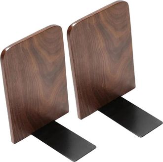 SOLUSTRE 2stücke Schwarze Walnussholz Buchstützen Mit Metallbasis Robuste Stabile Buchhalter Für Büro Und Schreibtisch Vielseitige Dekobücherstapel Für Zuhause