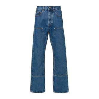 Palm Angels Gerade geschnittene Jeans mit gepr&auml;gten Eins&auml;tzen - - Jeans - Herren - Blau - W33