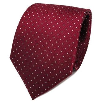 TigerTie Designer cravate en soie rouge bordeaux argent à pois - cravate en soie