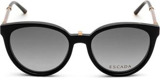 Escada Lunettes de soleil ovales avec verres gris, monture noire brillante avec protection UV 100 %