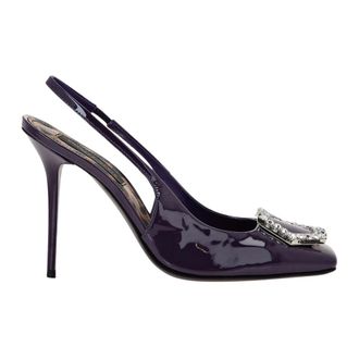 Philipp Plein Femme, Chaussures, Violet, Taille: 37 EU Escarpins D&eacute;collet&eacute; en Cuir Verni Hexagone Cristal