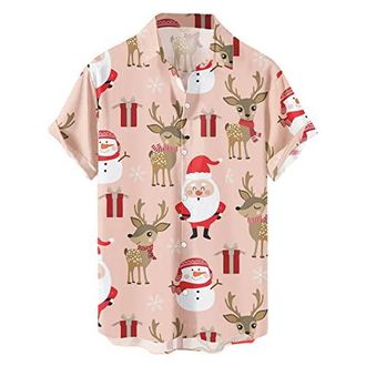 Generic Chemise Homme De Noel T Shirt Homme Noel Chemise Homme Soie Chemise Moche Chemise De Noel pour Homme Polo Noel Homme Imprimé Père Noël Boutonnées à Re